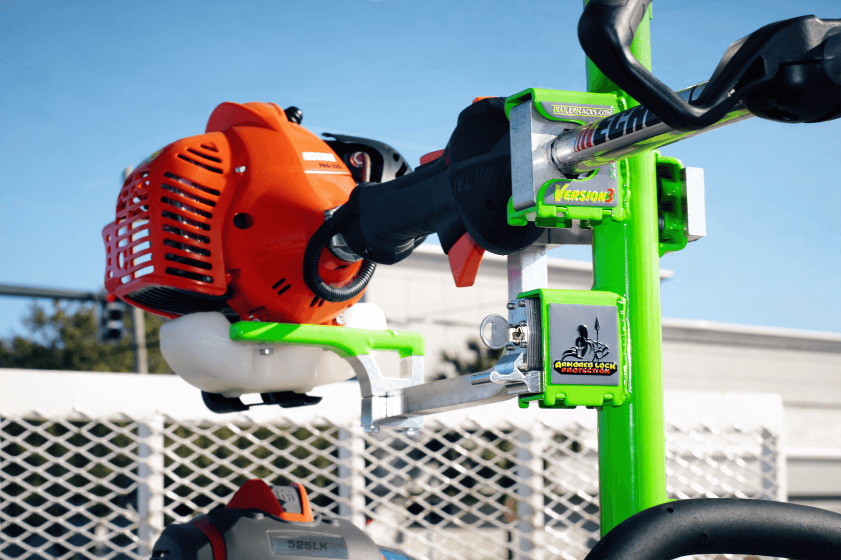 2-Trimmer Rack w/ Armored Lock Protection | XA102 – TrailerRacks.com